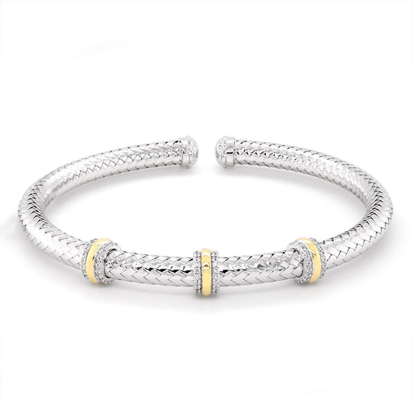 STERLING SILVER OPEN BANGLE WITH GOLD PLATED RING ACCENTS - Howard's ...